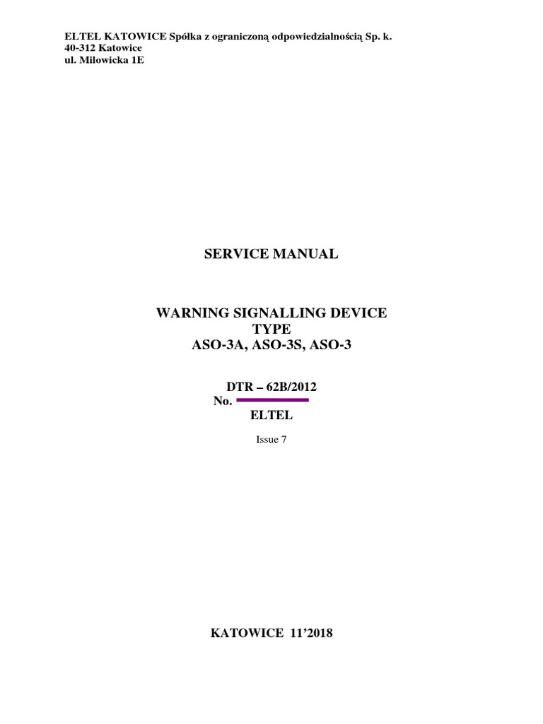 ASO-3 Warning Signalling Device Manual | PDF | Light Emitting Diode ...
