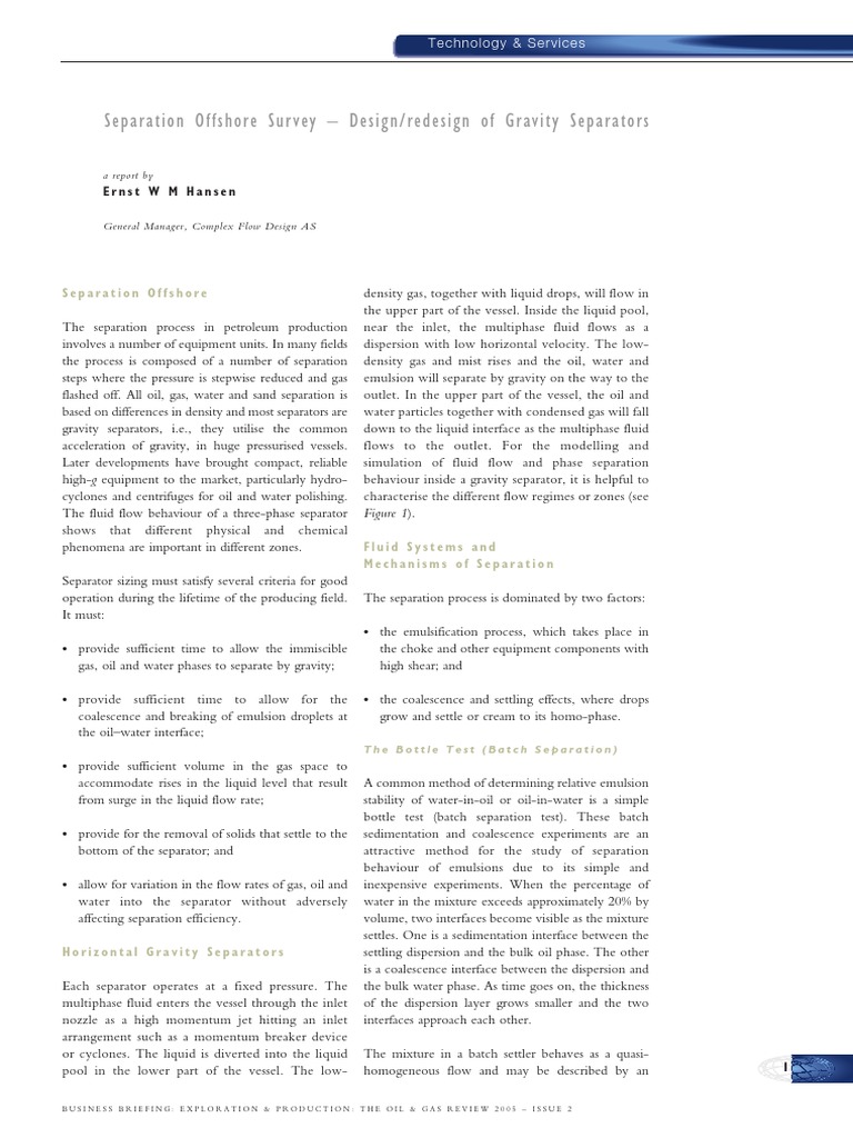 Gravity Separator Design Overview | PDF | Emulsion | Fluid Dynamics