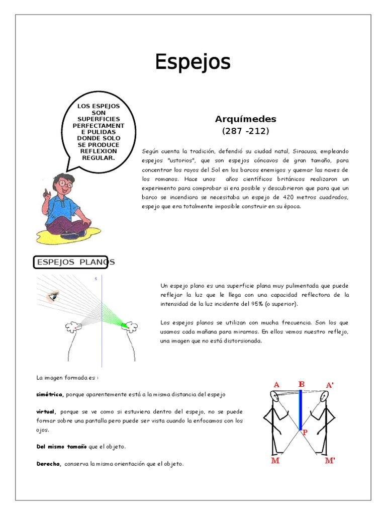 Espejos Planos: Reflexión y Ejercicios | PDF | Espejo | Reflexión (Física)