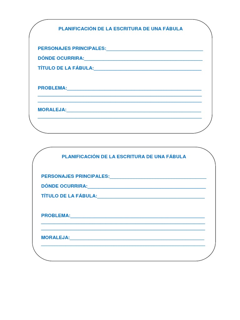Planificación de Escritura de Fábula | PDF