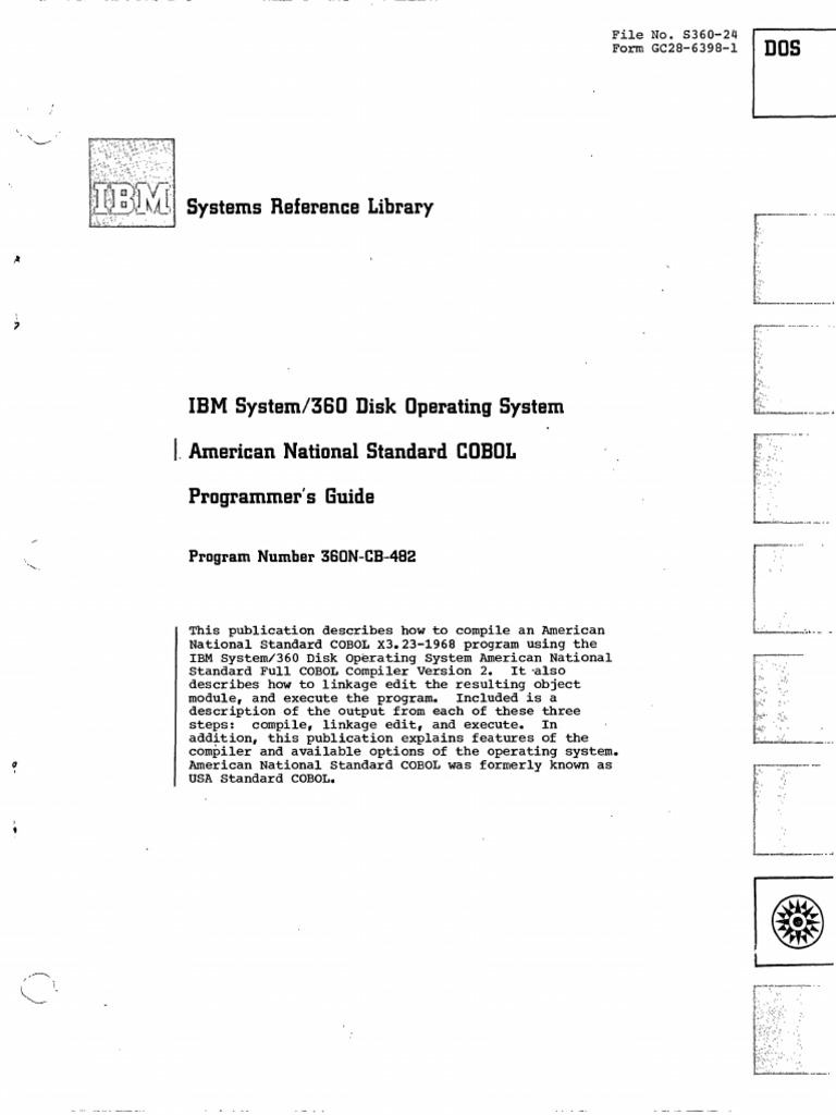 DOS American National Standard COBOL Programmers Guide Feb70 | PDF | Computer Program | Programming