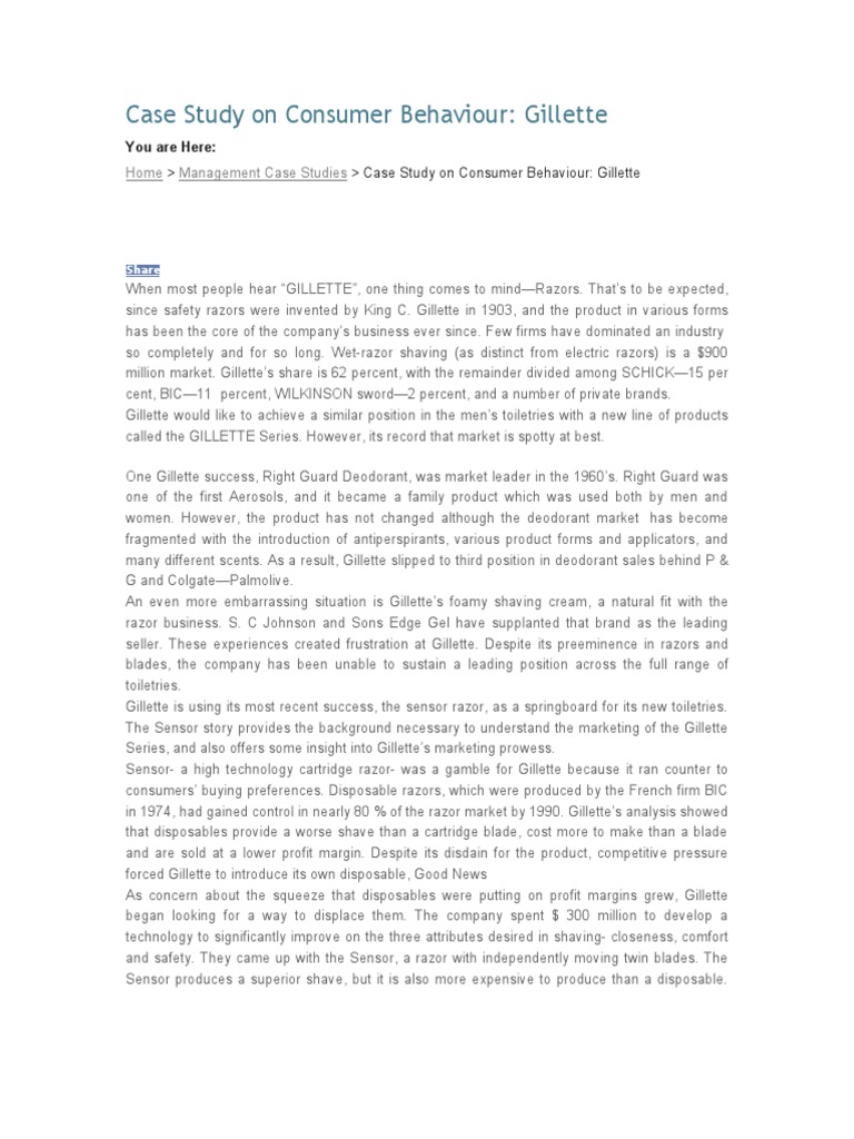 Gillette Consumer Behaviour Case Study | PDF | Razor | Shaving