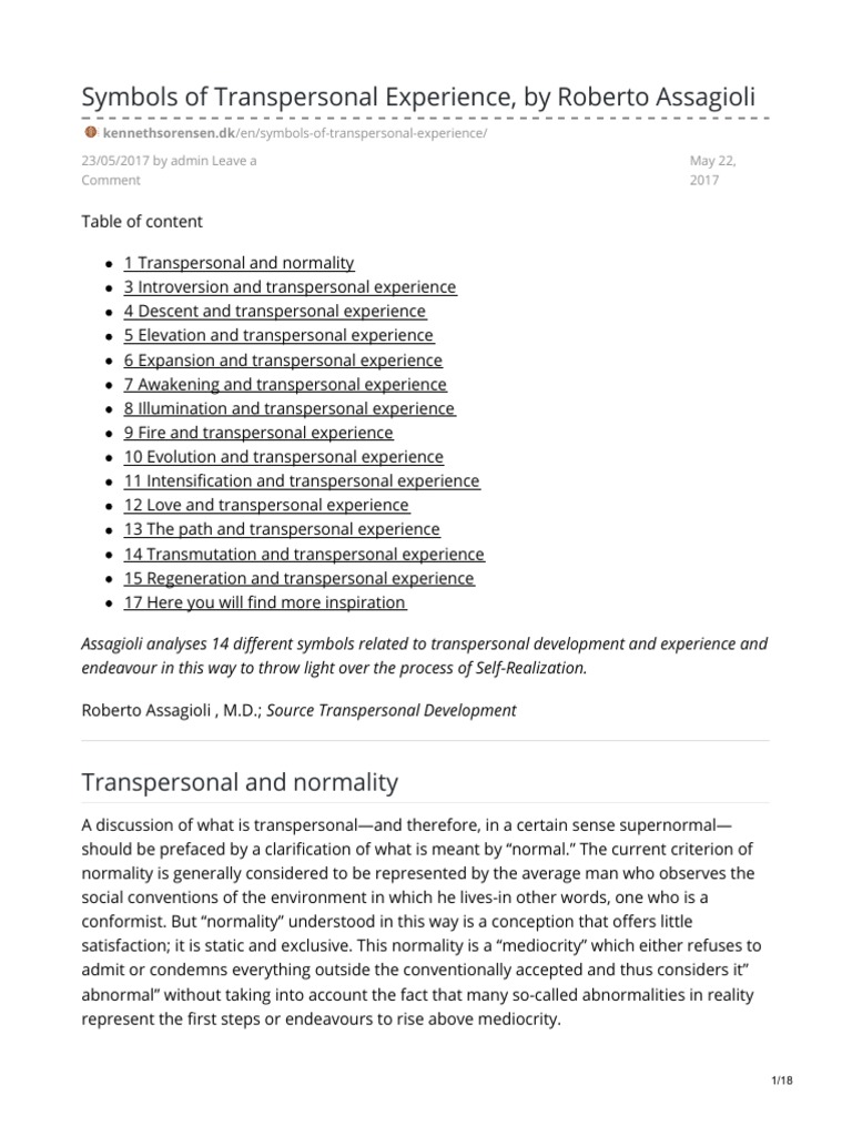 Symbols of Transpersonal Experience, by Roberto Assagioli | PDF ...
