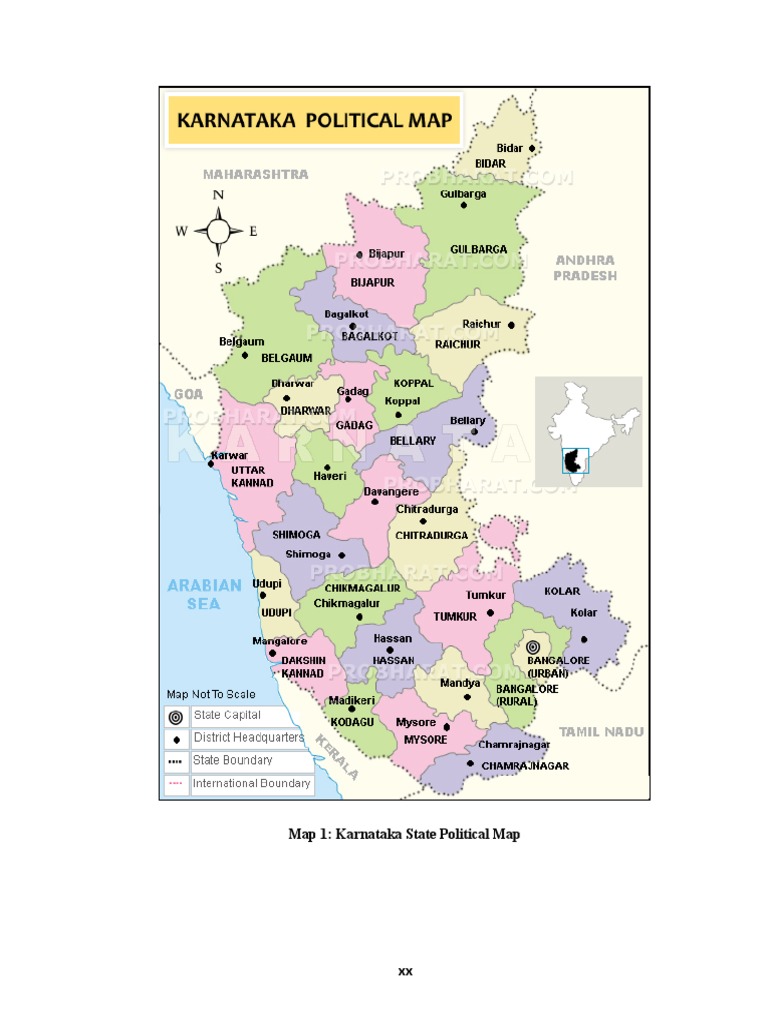 Map 1: Karnataka State Political Map | PDF
