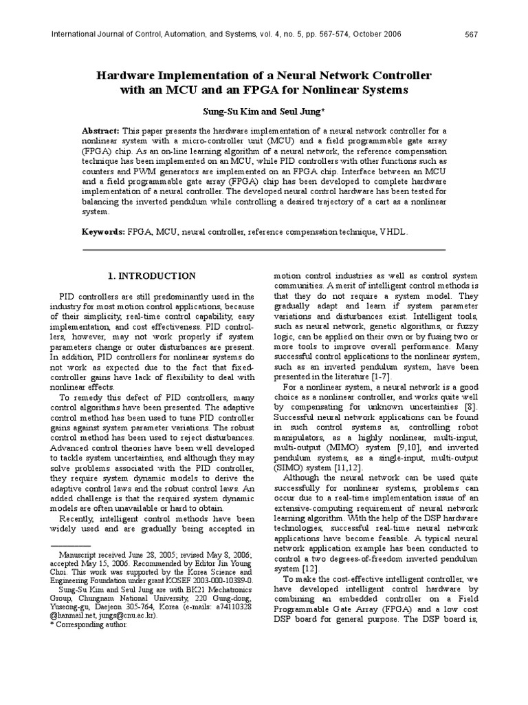 Hardware Implementation of A Neural Network Controller With An MCU and ...