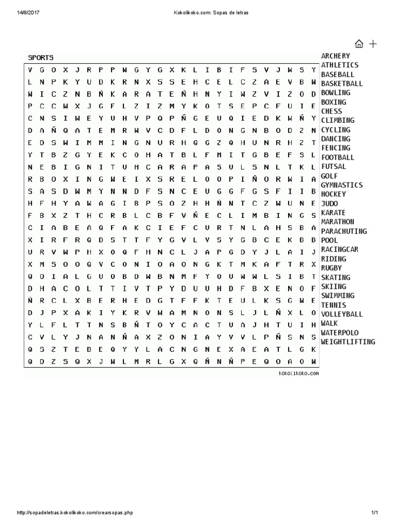 Sopa de Letras Sports | PDF | International Sports Competitions ...