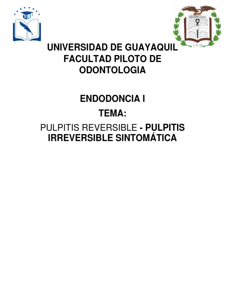 Pulpitis Reversible y Sintomática | PDF | Especialidades Medicas ...