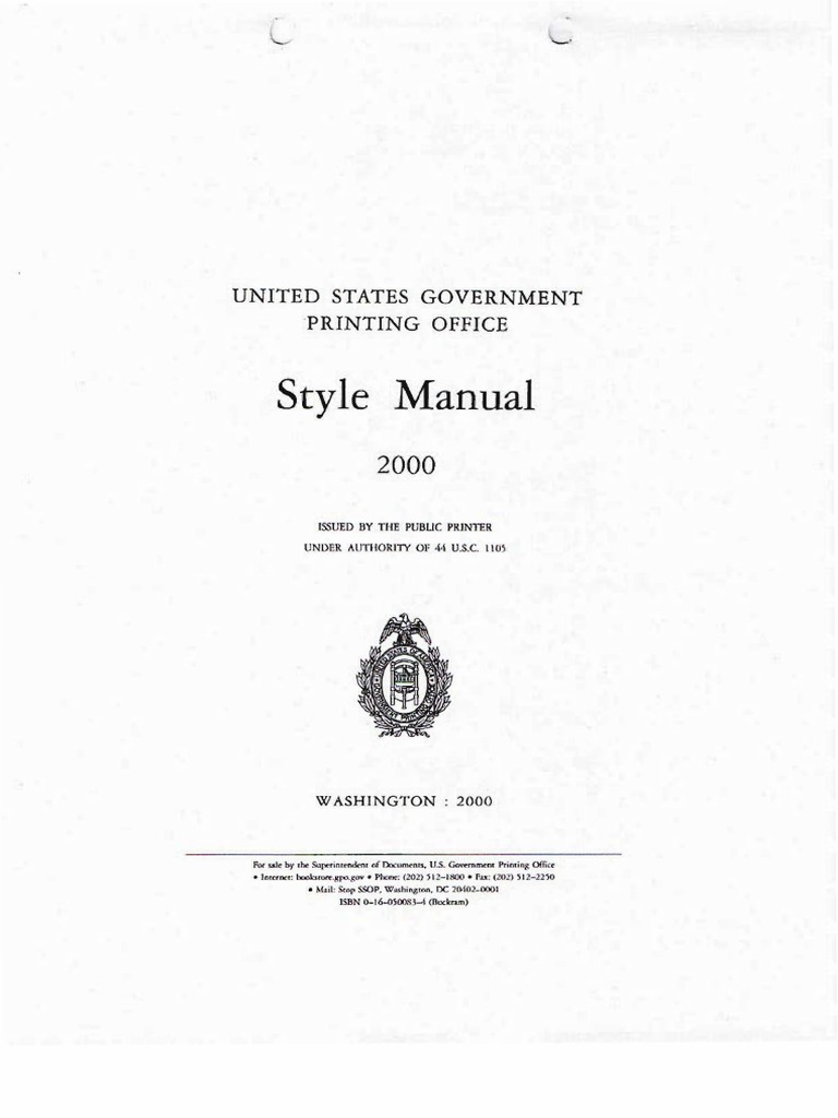 Style Manual: United States Government Printing Office | Provinces And ...