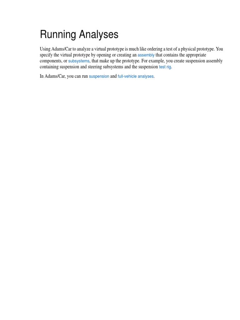 Adams Car Analysis | PDF | Suspension (Vehicle) | Stiffness