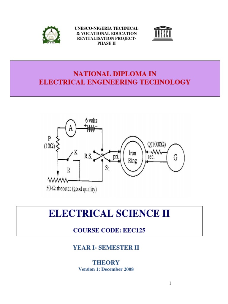EEC 125 Electrical Eng'g Science 2 Theory | PDF | Inductance | Electromagnetic Induction