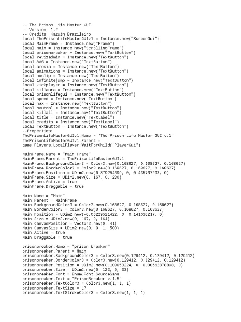 The Prison Life Master Gui v1.2 | PDF | Nature