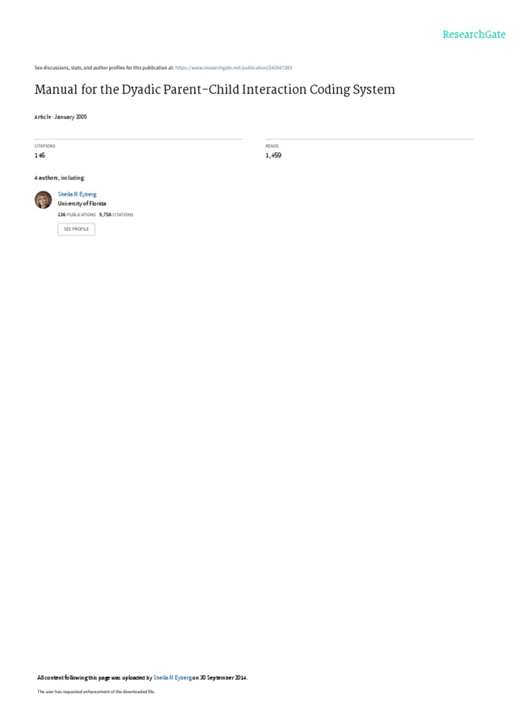 Manual For The Dyadic Parent-Child Interaction Cod | PDF | Attention Deficit Hyperactivity ...