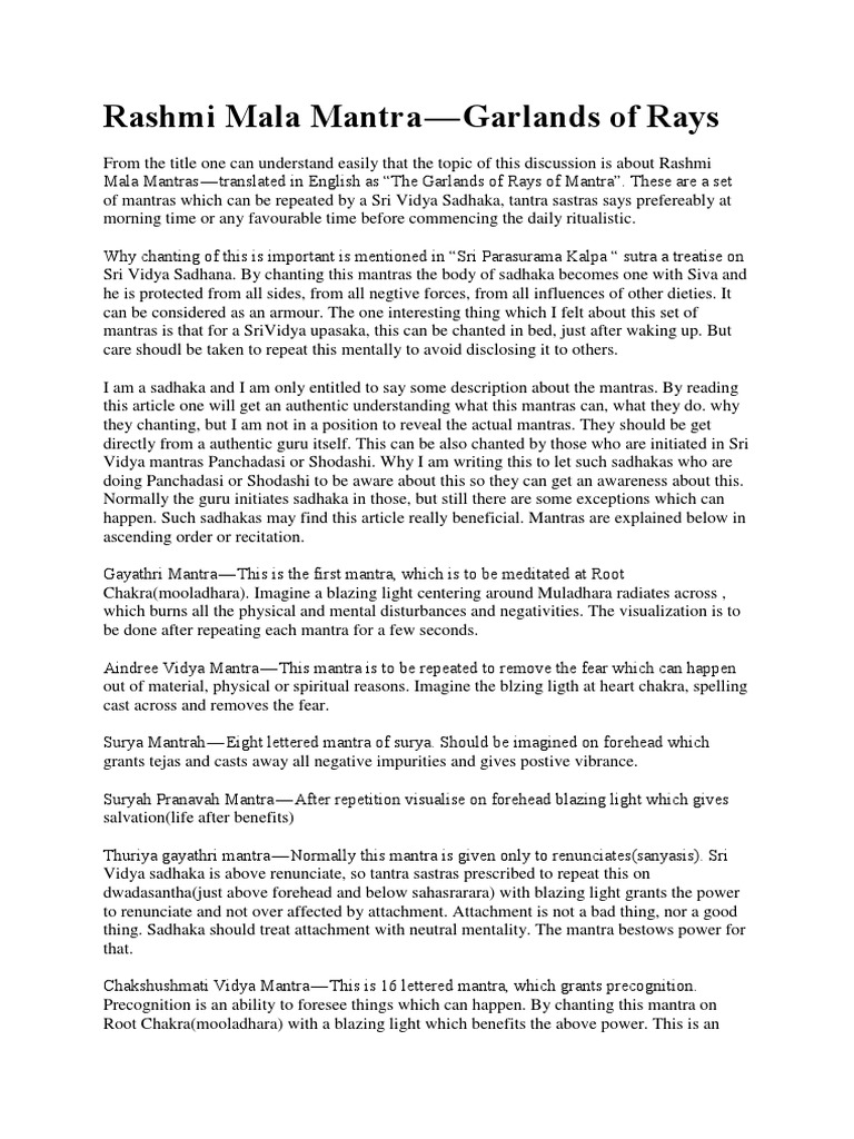 Mantras for Sri Vidya Practitioners | PDF | Mantra | Meditation