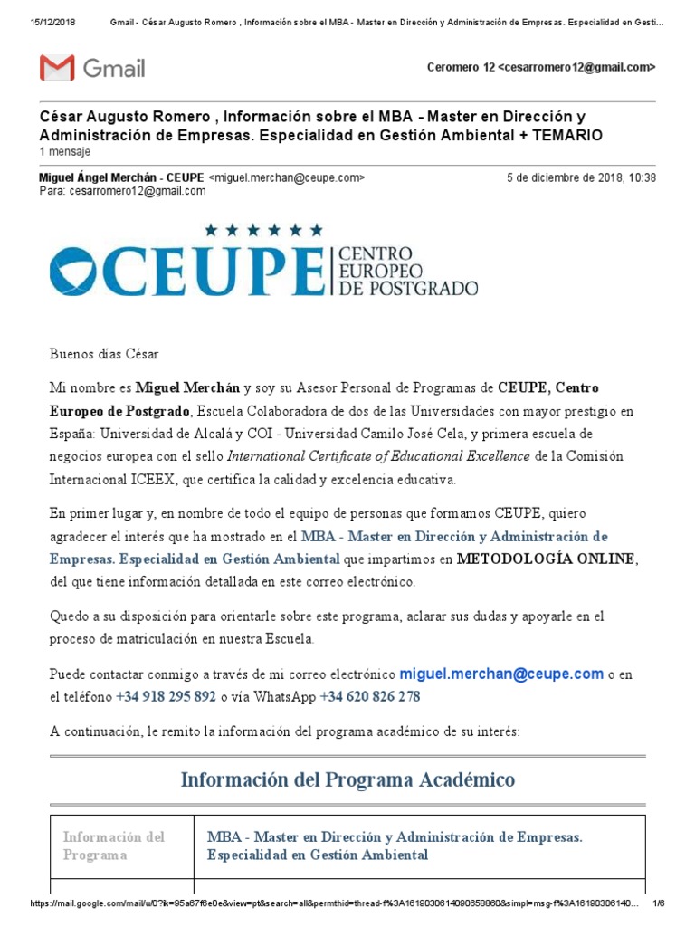 Master Ceupe | PDF | Máster en Administración de Empresas | Educación ...