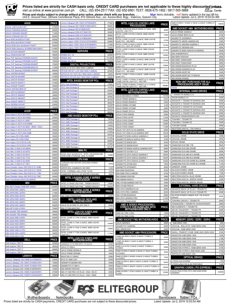Pricelist Lettersize | PDF | Advanced Micro Devices | Personal Computing