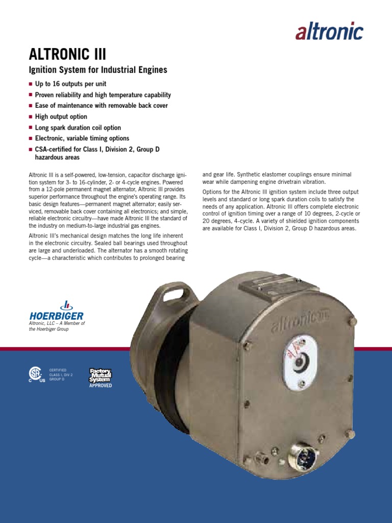 Altronic Iii: Ignition System For Industrial Engines | PDF | Ignition ...
