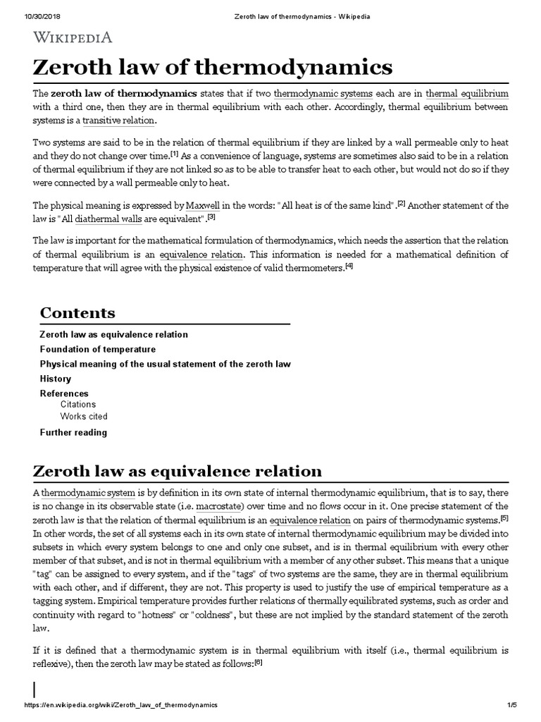 Zeroth Law of Thermodynamics | PDF | Thermodynamic Equilibrium ...