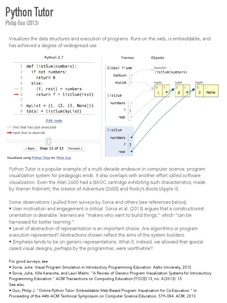 Python Tutor: Philip Guo (2013) | PDF