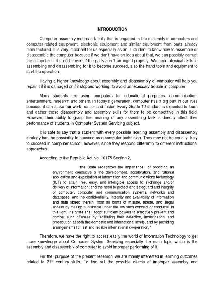 Introduction For Assembly and Disassembly of PC | PDF | Learning ...