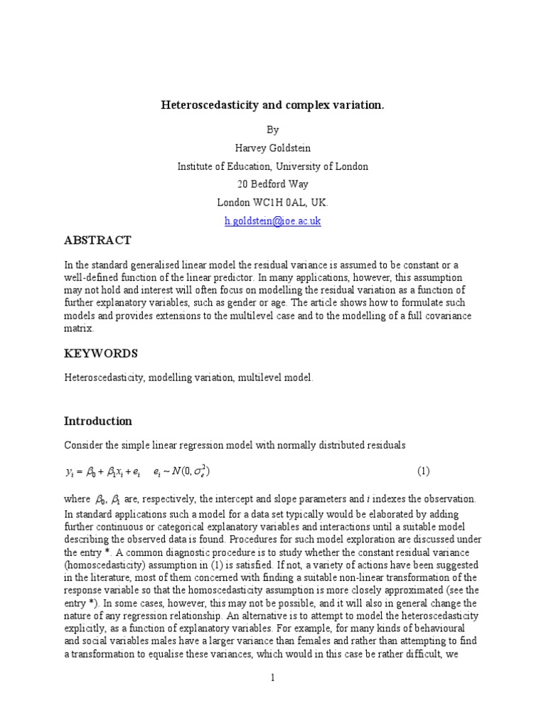 Modelling Complex Variation | PDF | Multilevel Model | Variance