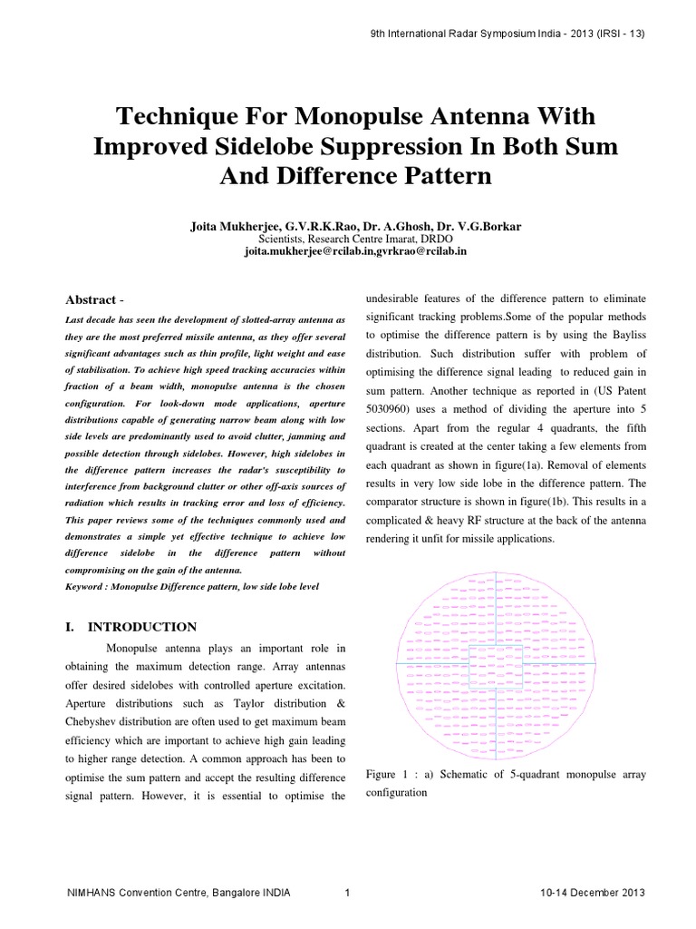 Technique For Monopulse Antenna With Improved Sidelobe Suppression in ...
