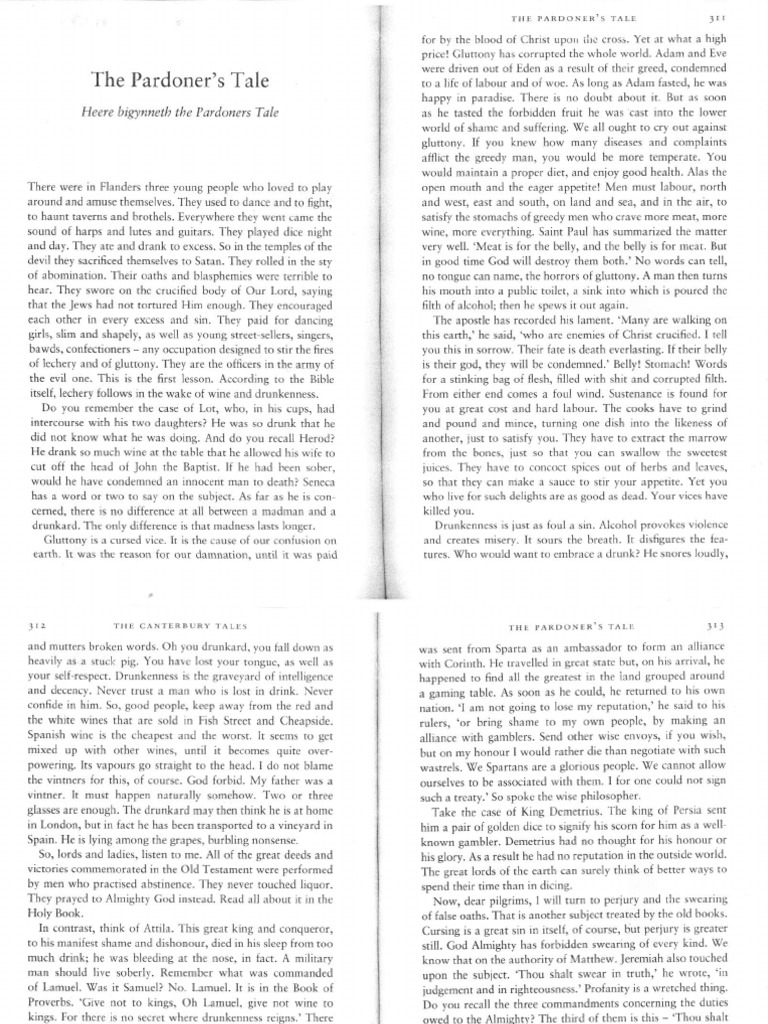 Pardoner's Tale | PDF | Middle English Poetry | Middle English Poems