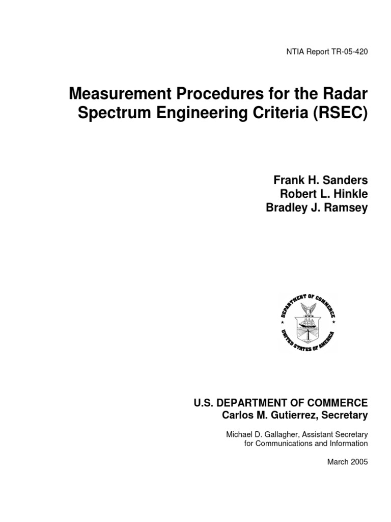 Measurement Procedures For The Radar Spectrum Engineering Criteria ...