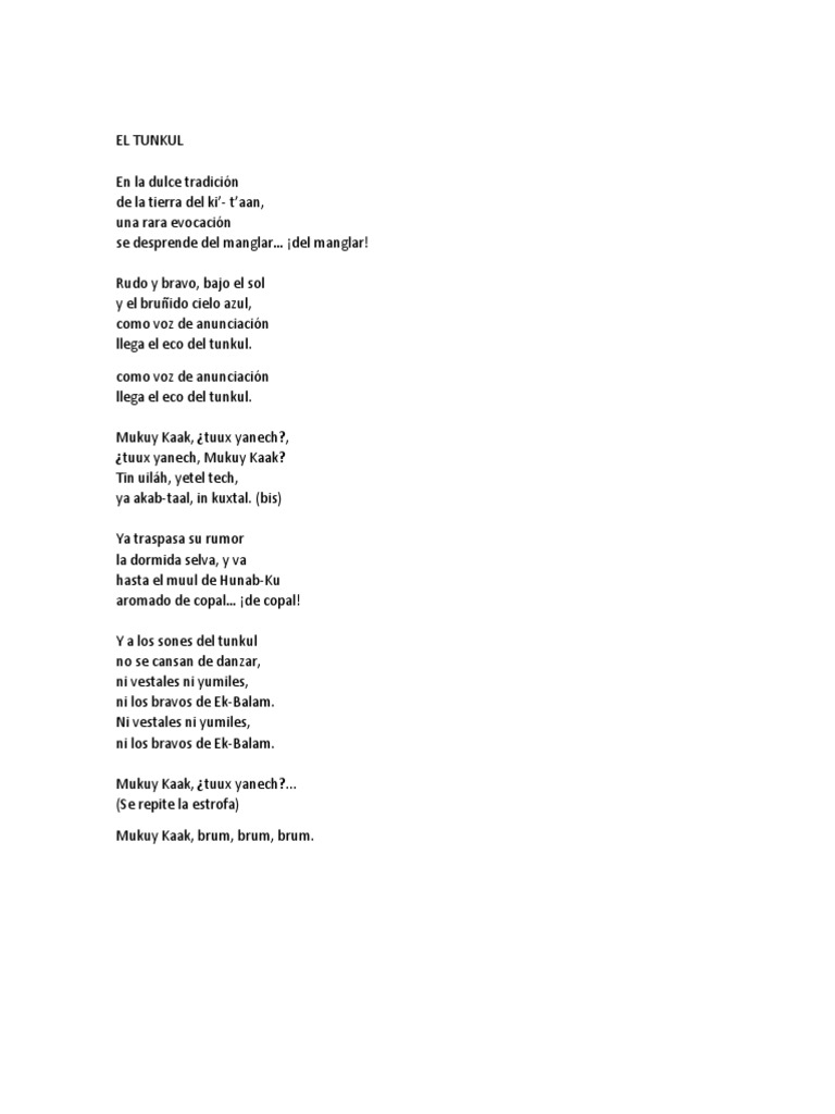 Letra El Tunkul