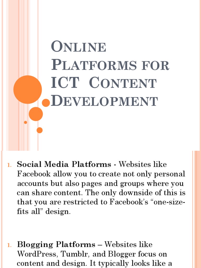 Online Platforms For ICT Content Development | PDF | Word Press | Blog