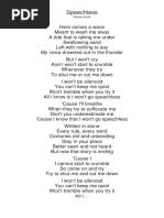 Speechless Lyrics by Naomi Scott | PDF | Poetry