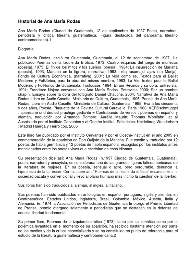 Historial de Ana María Rodas | PDF | Poesía