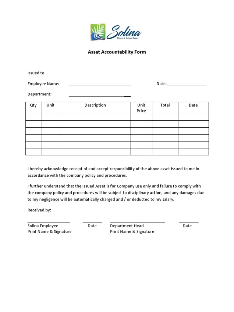 Asset Accountability Form | PDF | Business | Law