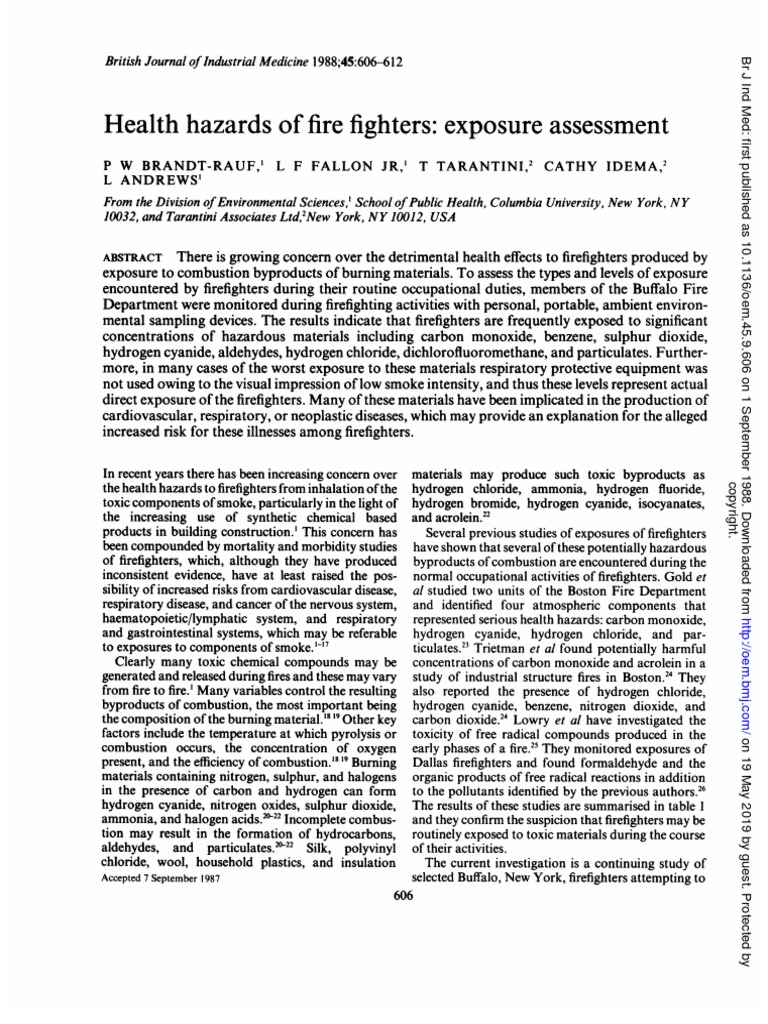 Health Hazards of Fire Fighters:: Assessment | PDF | Firefighter | Smoke