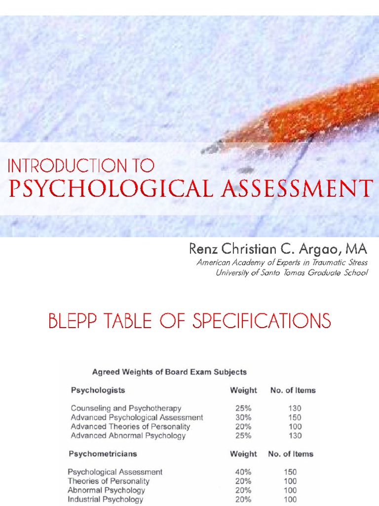 Psychological Assessment Introduction | PDF | Psychological Evaluation ...
