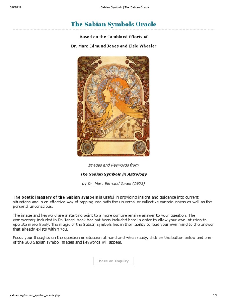 Sabian Symbols _ the Sabian Oracle