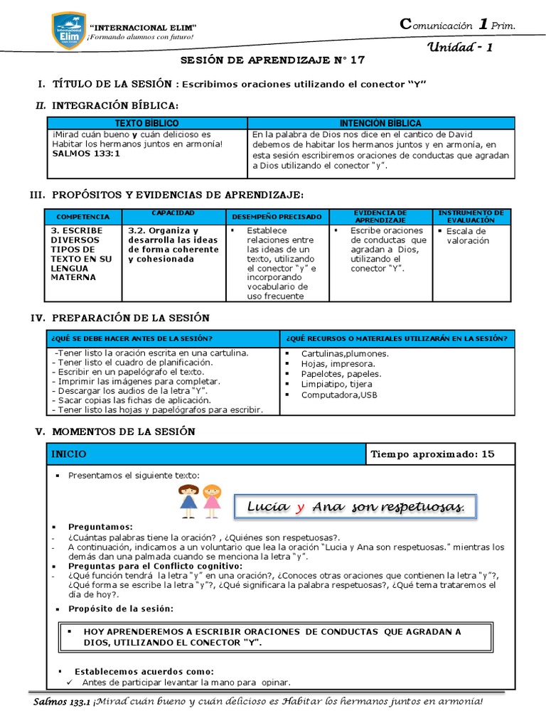Escribimos Oraciones Utilizando El Conector "Y" | PDF | Salmos | Oración