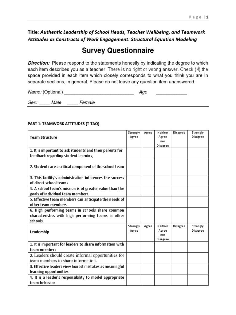 Final2 Modified Questionnaire IR2 | PDF | Leadership | Attitude ...