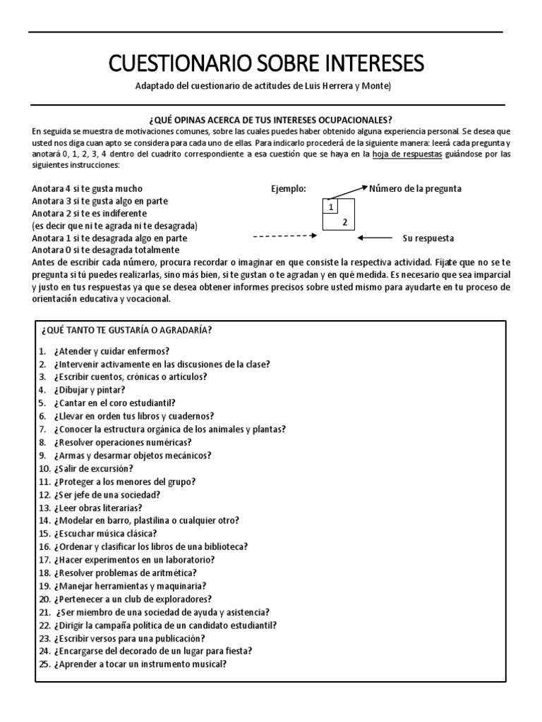 Cuestionario de Intereses | PDF