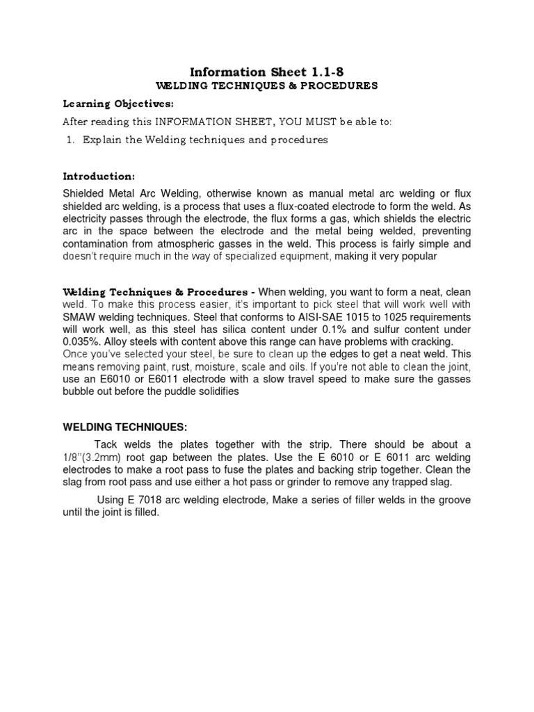 Information Sheet 1.1-8: Welding Techniques & Procedures Learning ...