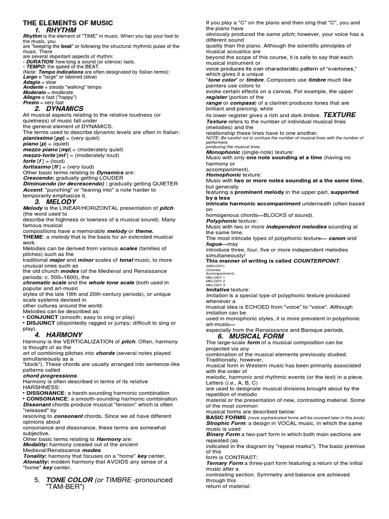 The Elements of Music | PDF | Harmony | Tempo