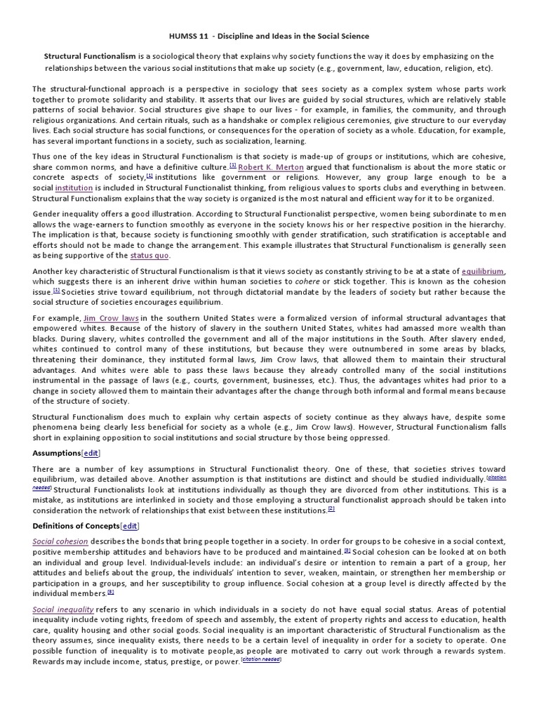 Understanding Structural Functionalism | PDF | Émile Durkheim | Social ...