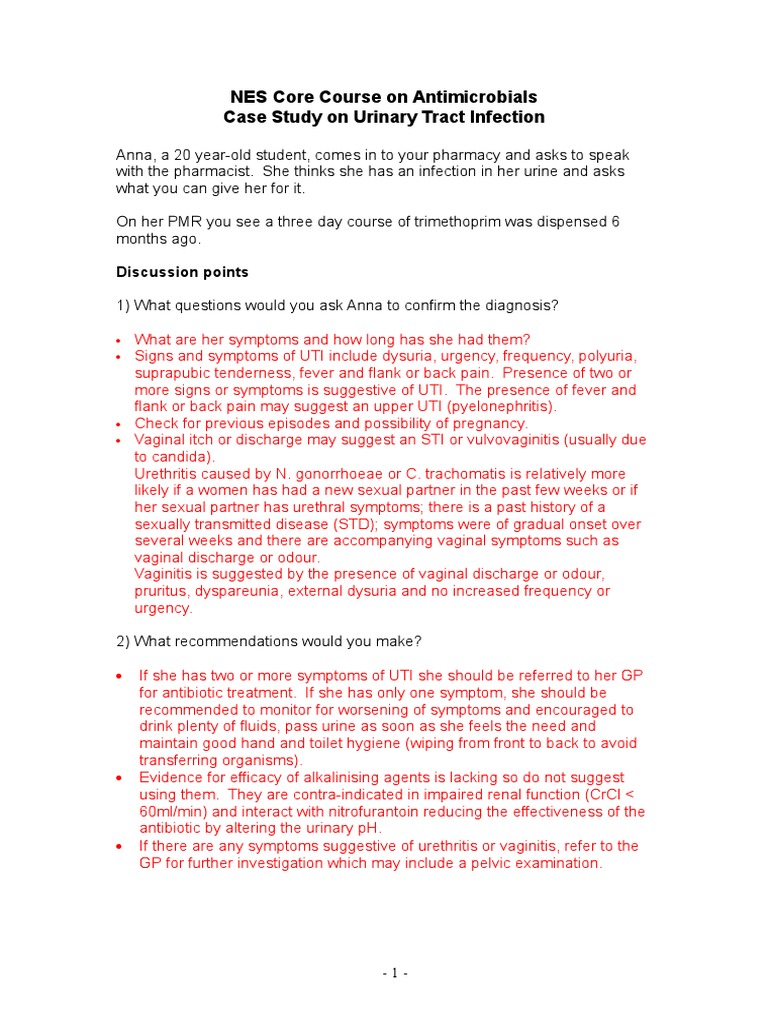 NES Core Course On Antimicrobials Case Study On Urinary Tract Infection ...