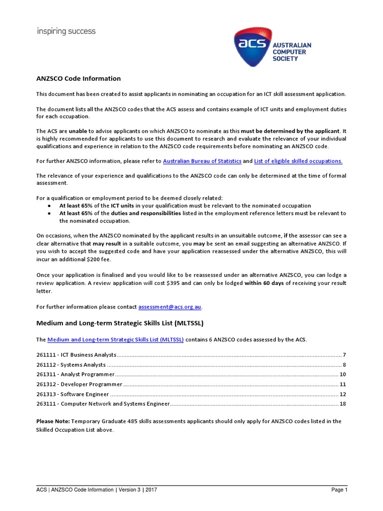ANZSCO Code Information: Australian Bureau of Statistics List of ...