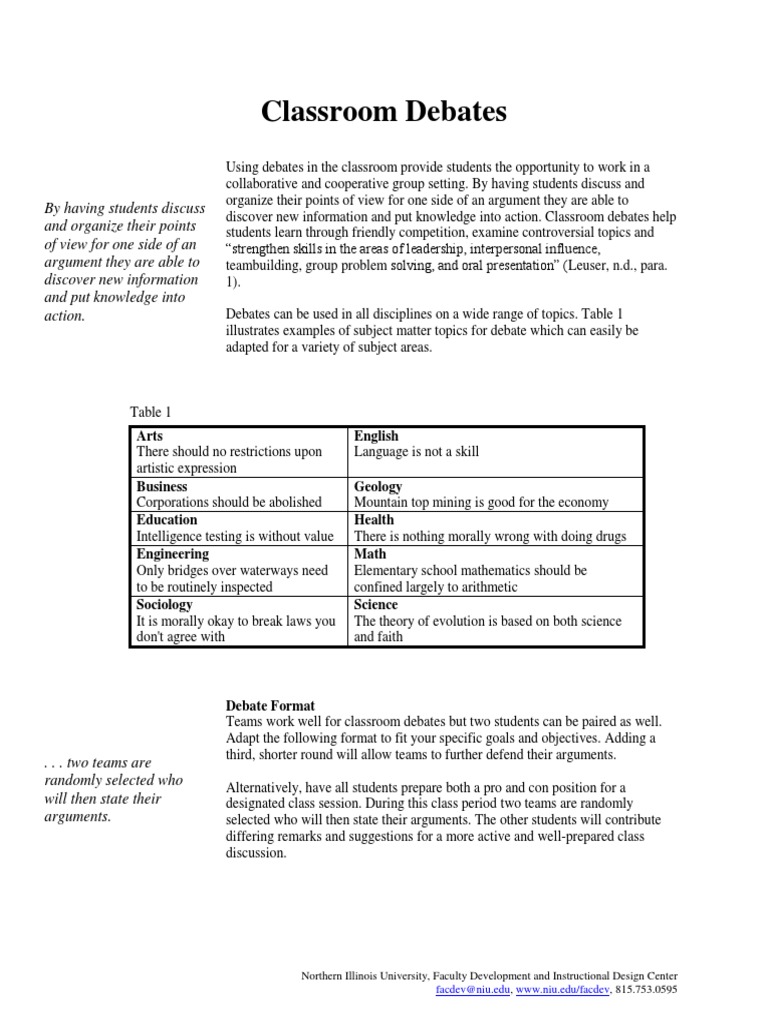 Classroom Debates PDF | PDF | Classroom | Teaching Mathematics