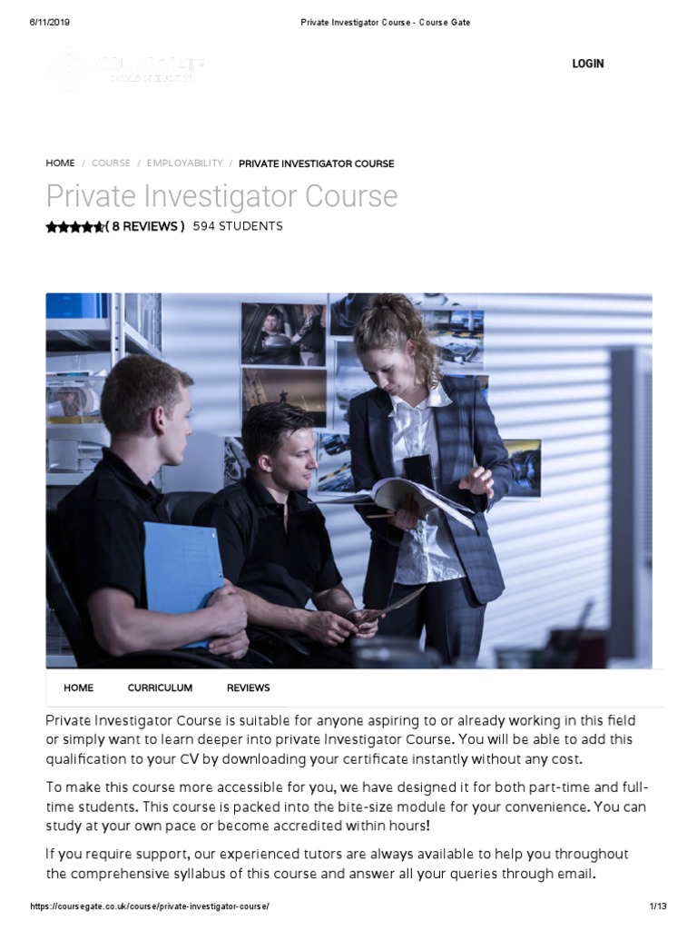 Private Investigator Course - Course Gate | PDF | Private Investigator ...