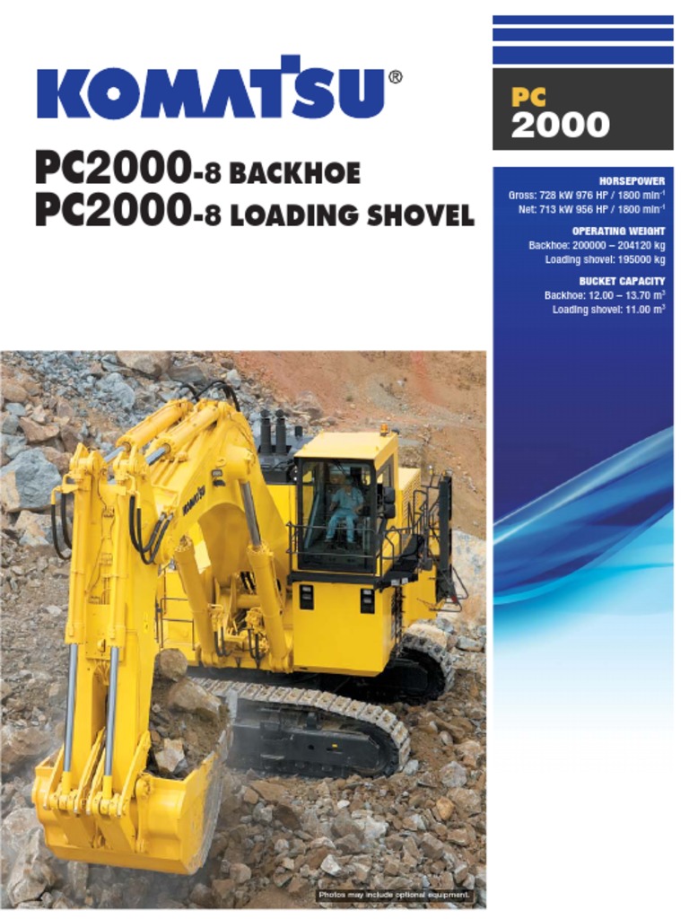 PC2000 PC2000: - 8 Backhoe - 8 Loading Shovel | PDF | Engines | Horsepower