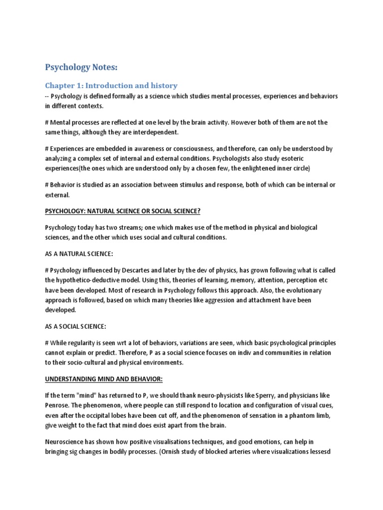 Introduction to Psychology Concepts | PDF | Perception | Nervous System