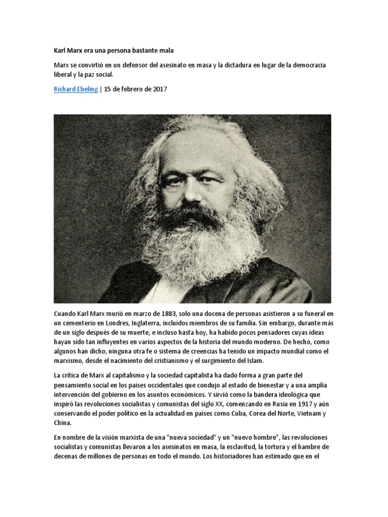 Karl Marx Era Una Persona Bastante Mala | PDF | Karl Marx | Comunismo