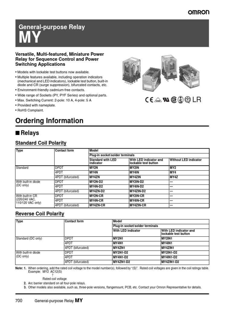 General Purpose Relay Specs | PDF | Switch | Inductor