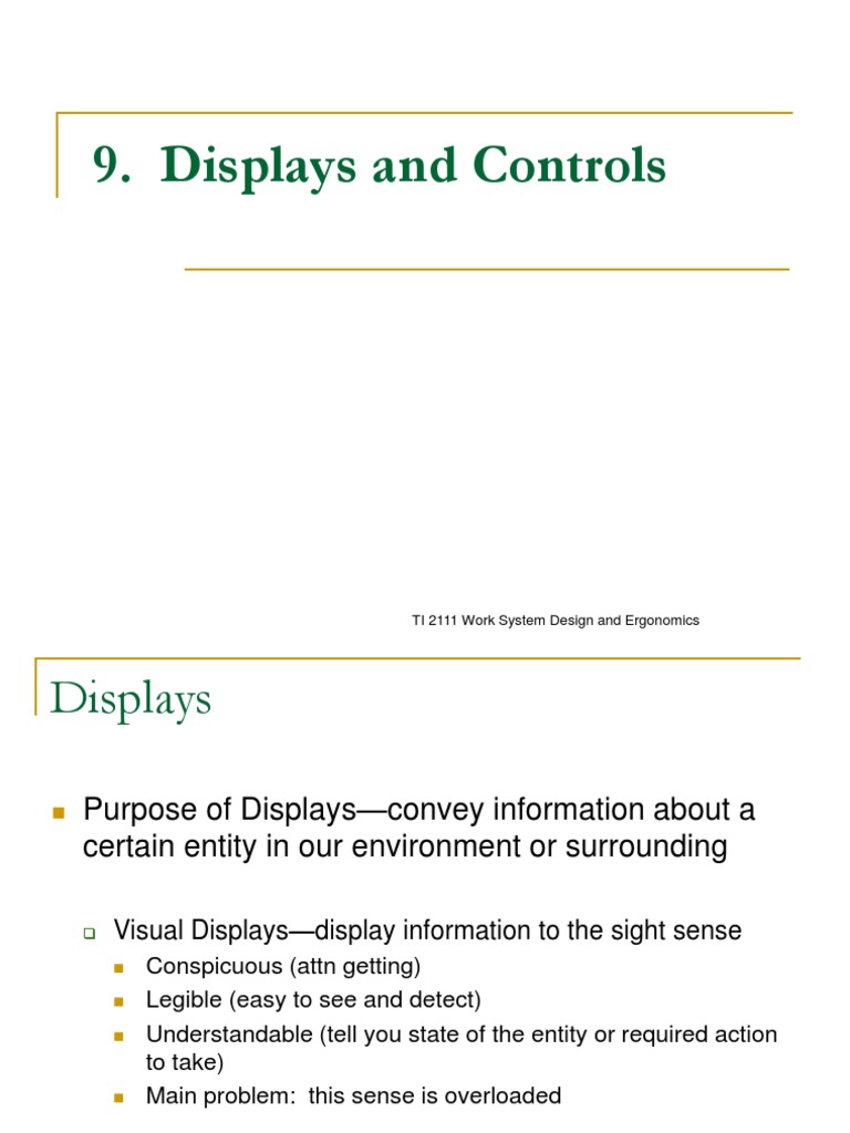 Displays and Controls in Ergonomics | PDF | Situation Awareness ...